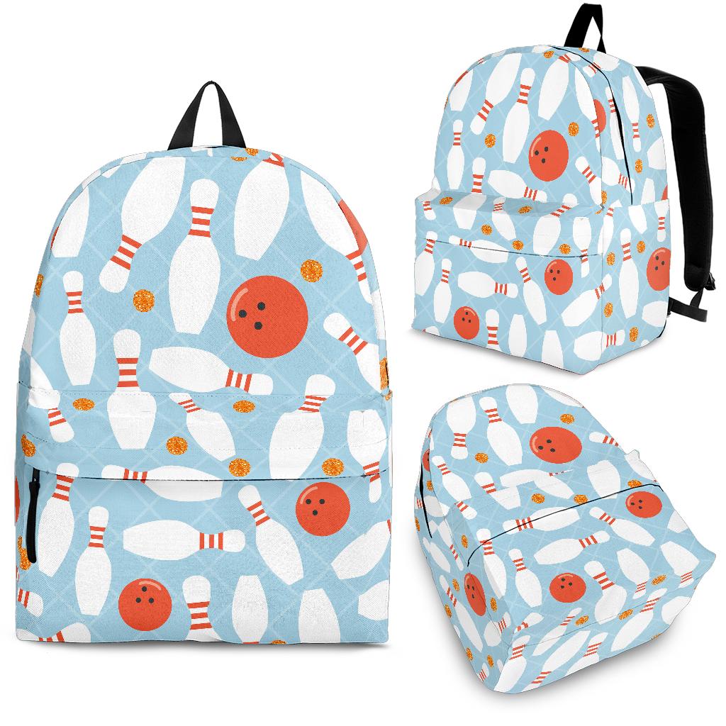 Bowling Ball Bowling Pins Blue Blackground Backpack holiday gift ...