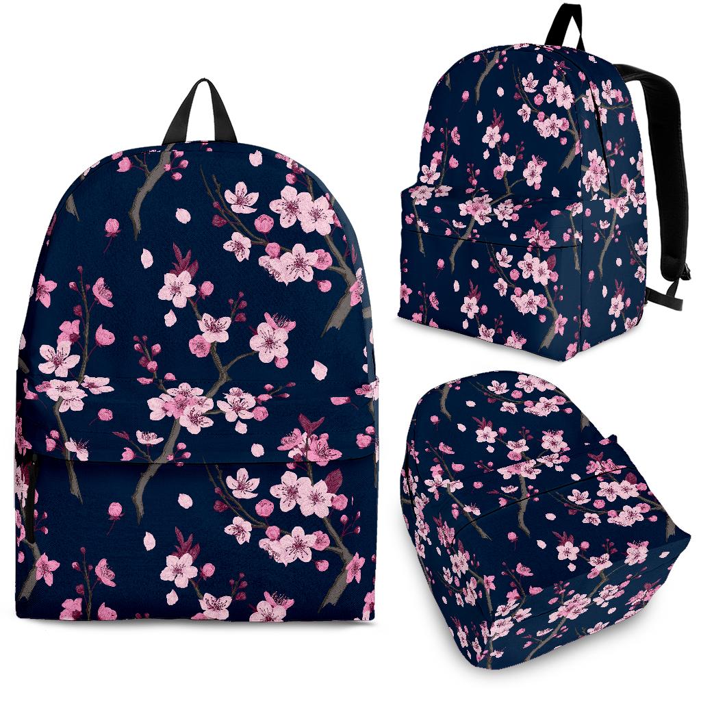 Pink Sakura Cherry Blossom Blue Background Backpack – ccgoodshop