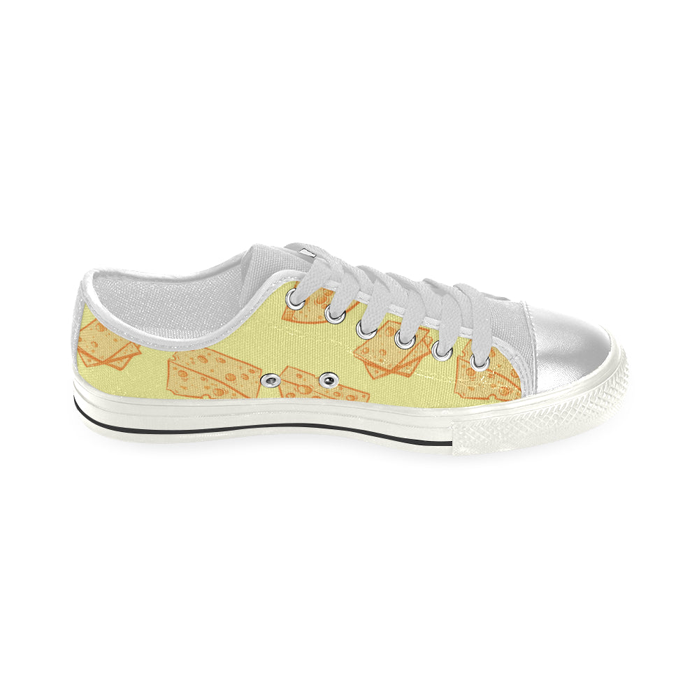 Cheese design pattern Women's Low Top Canvas Shoes White holiday gift ...