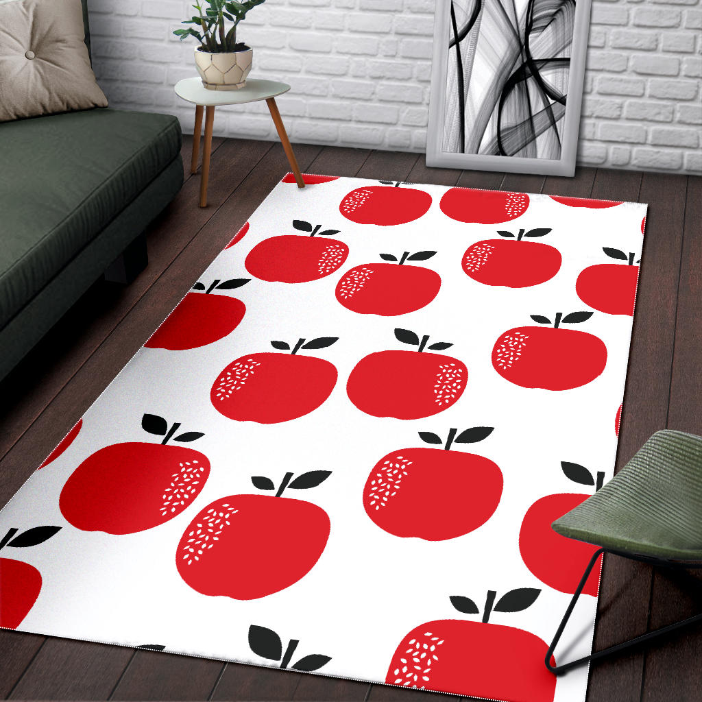 Red Apples White Background Area Rug holiday gift – ccgoodshop