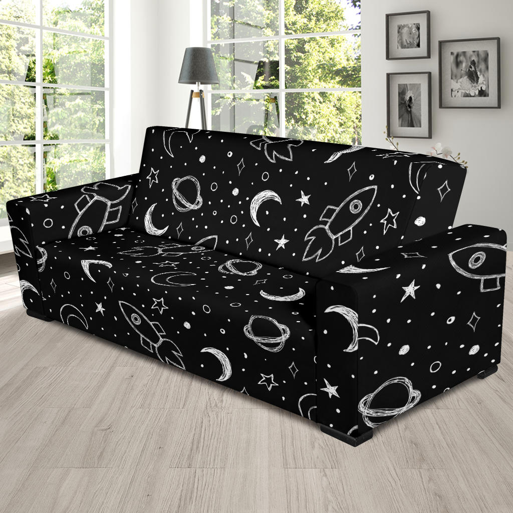 Hand Drawn Space Rocket Star Planet Sofa Slipcover holiday gift ...